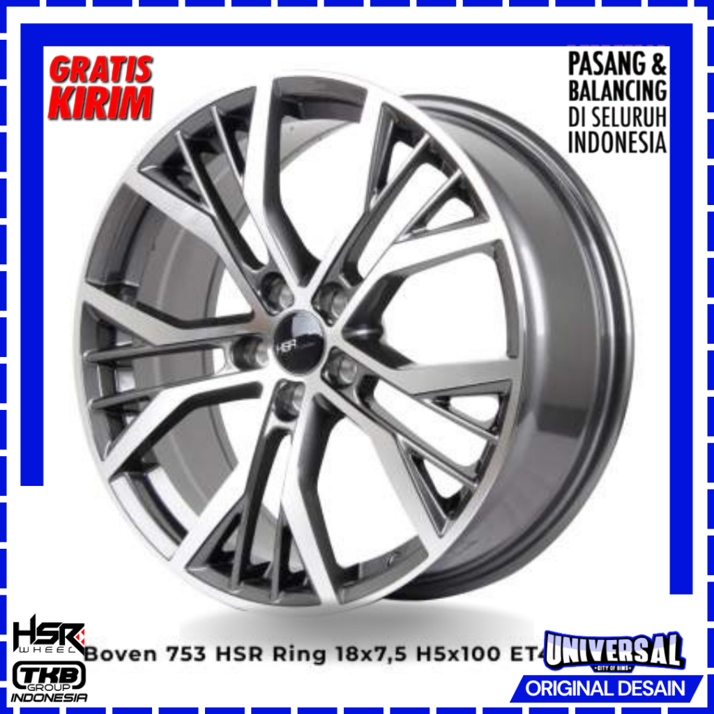 Jual VELG MOBIL Altis, Impreza, FT86, Celica, Wish, BRZ, Audi Dll Di Model HSR BOVEN 753 R18X75 ...