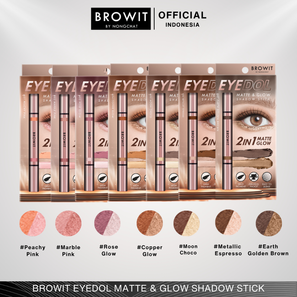 Jual BROWIT BY NONGCHAT Eyedol Matte And Glow Shadow Stick / Eyeshadow Stick / Eyeshadow ...