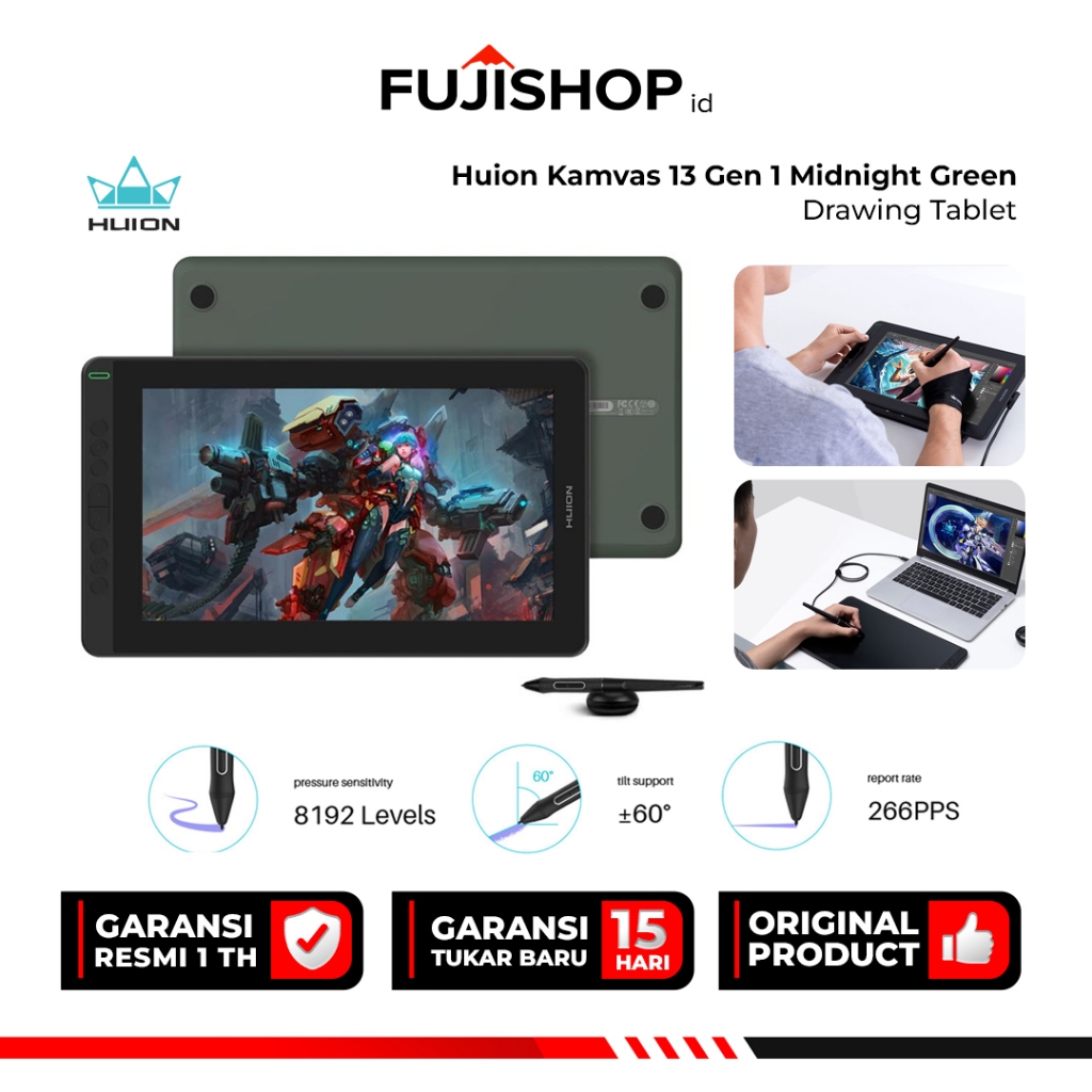 Jual Huion Pen Display Kamvas 13 1331 ( Android Ready ) Display Tablet ...