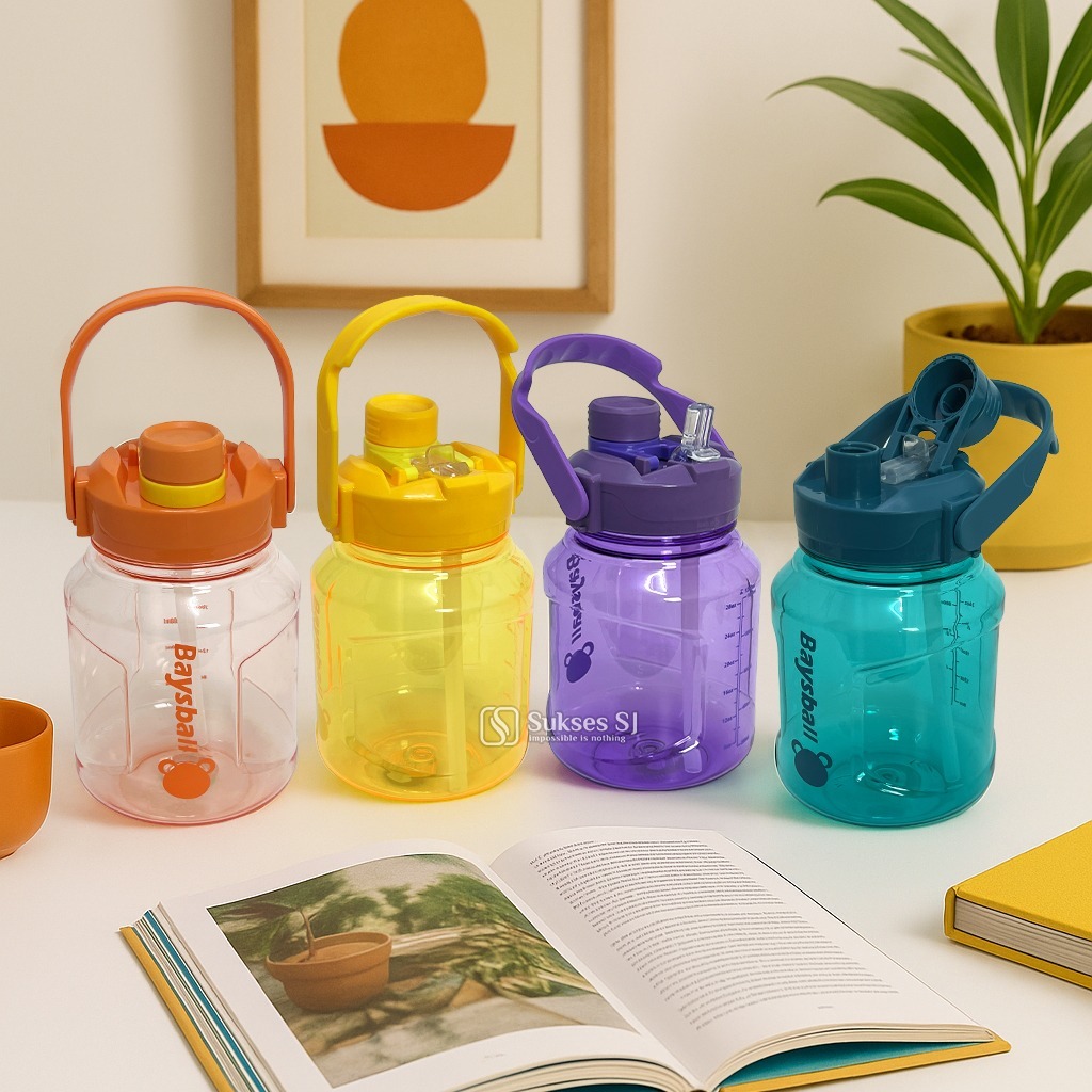 Jual Botol Minum 338 / Botol Minum Transparan Free Sedotan + Stiker ...