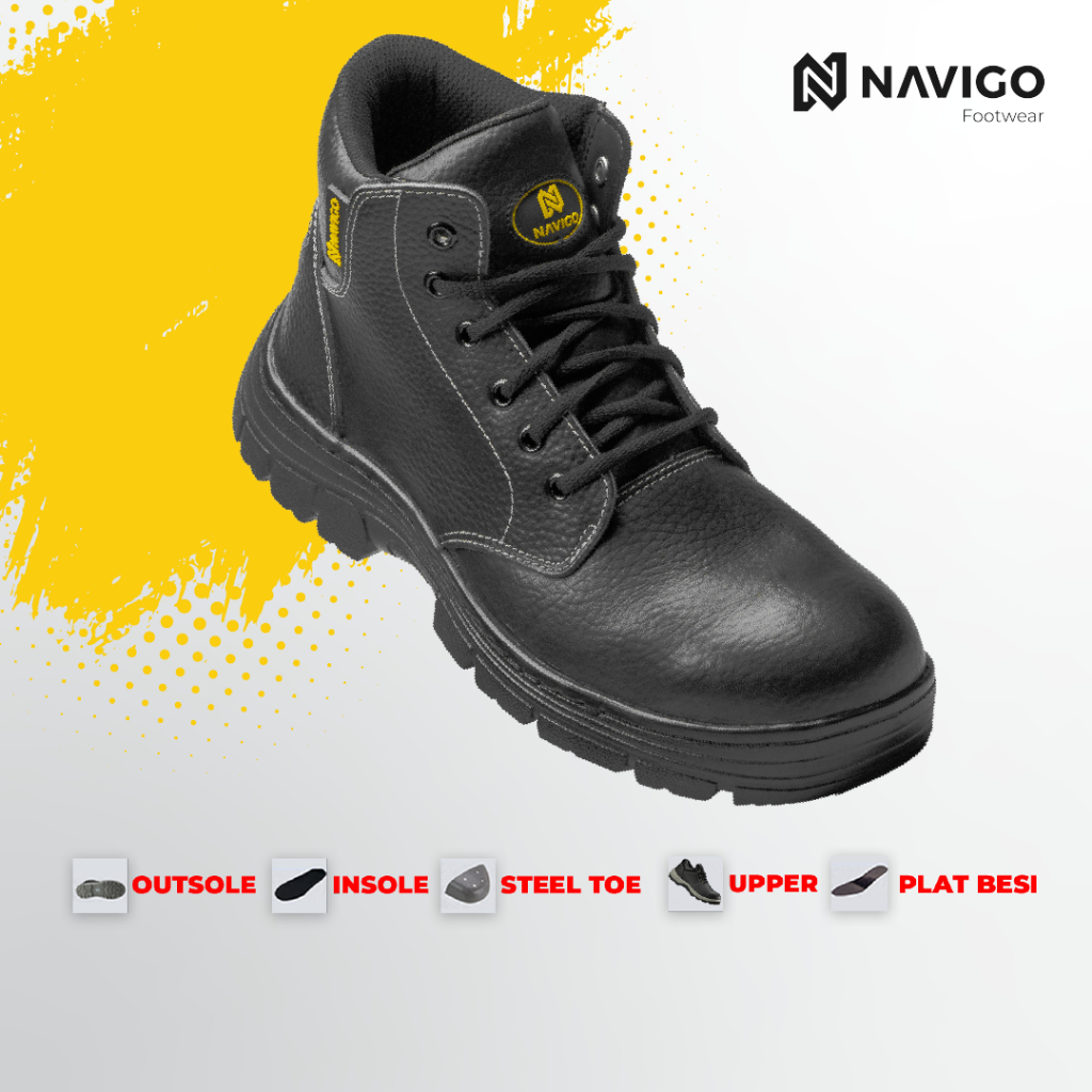 Jual Navigo Sepatu Safety Pria Wanita SB Scorpion Hitam - Safety Boots Kulit Asli Ujung Besi ...