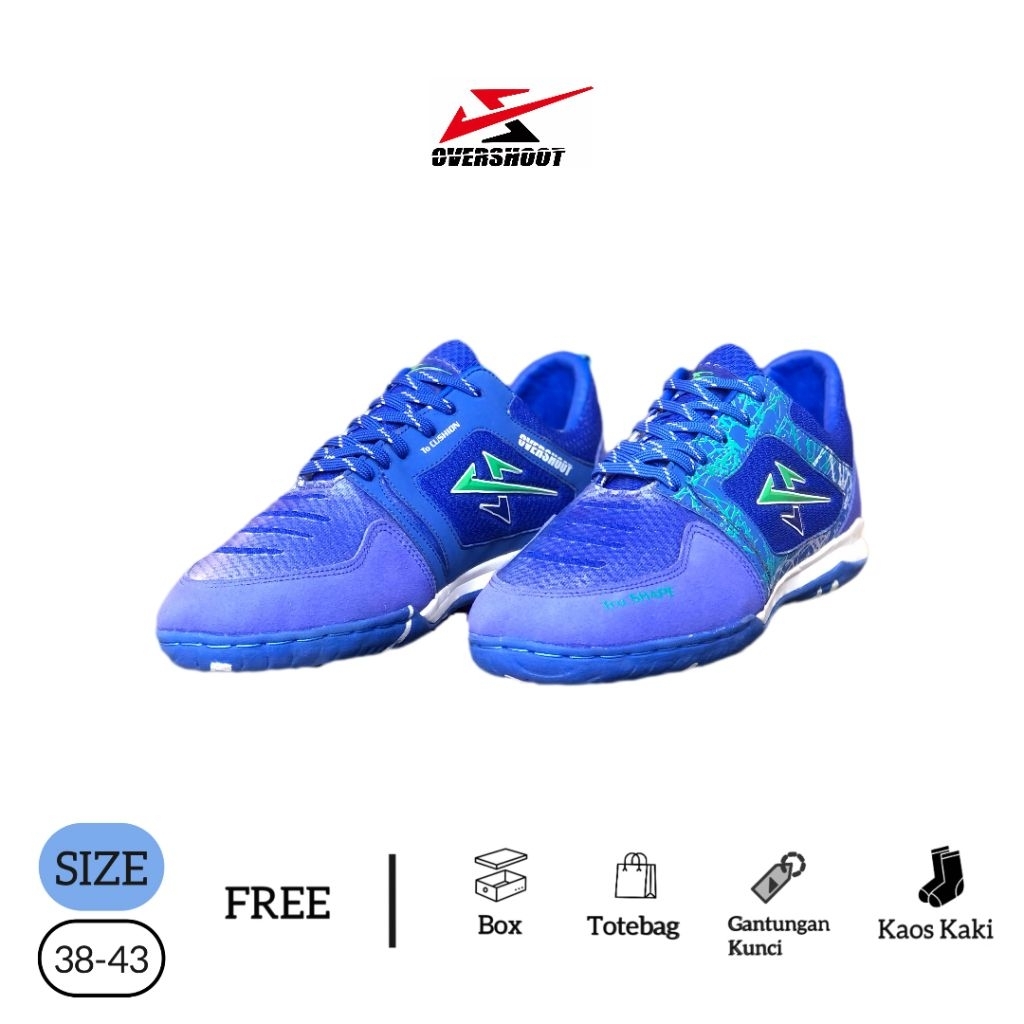 Jual Sepatu futsal overshoot who am i blue electric white - sepatu ...