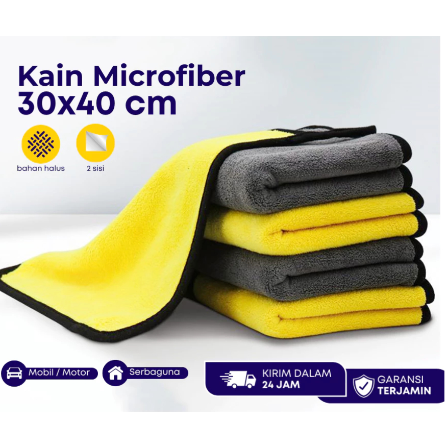 Jual Lap Microfiber Serbaguna 30X40 Kain Lap 2 Sisi Halus Multifungsi ...