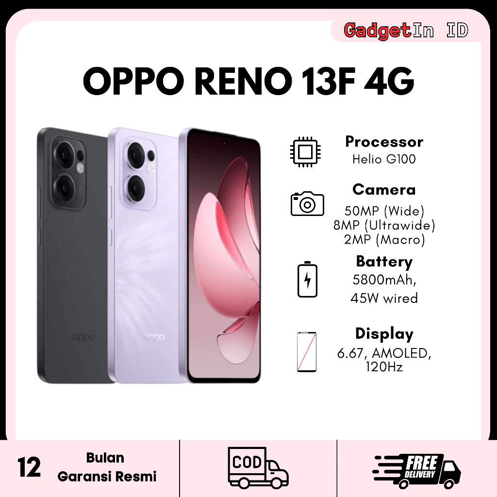 Jual OPPO RENO 13F 4G 8GB/256GB GARANSI RESMI INDONESIA | Shopee Indonesia