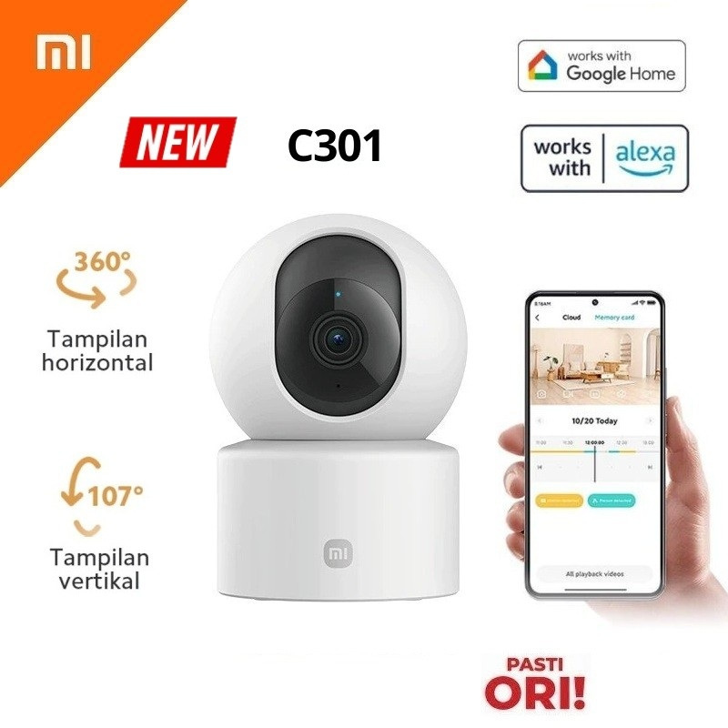 Jual Xiaomi Smart Camera C301 Kamera CCTV WiFi 2K Deteksi Manusia PTZ Night Vision Interkom ...