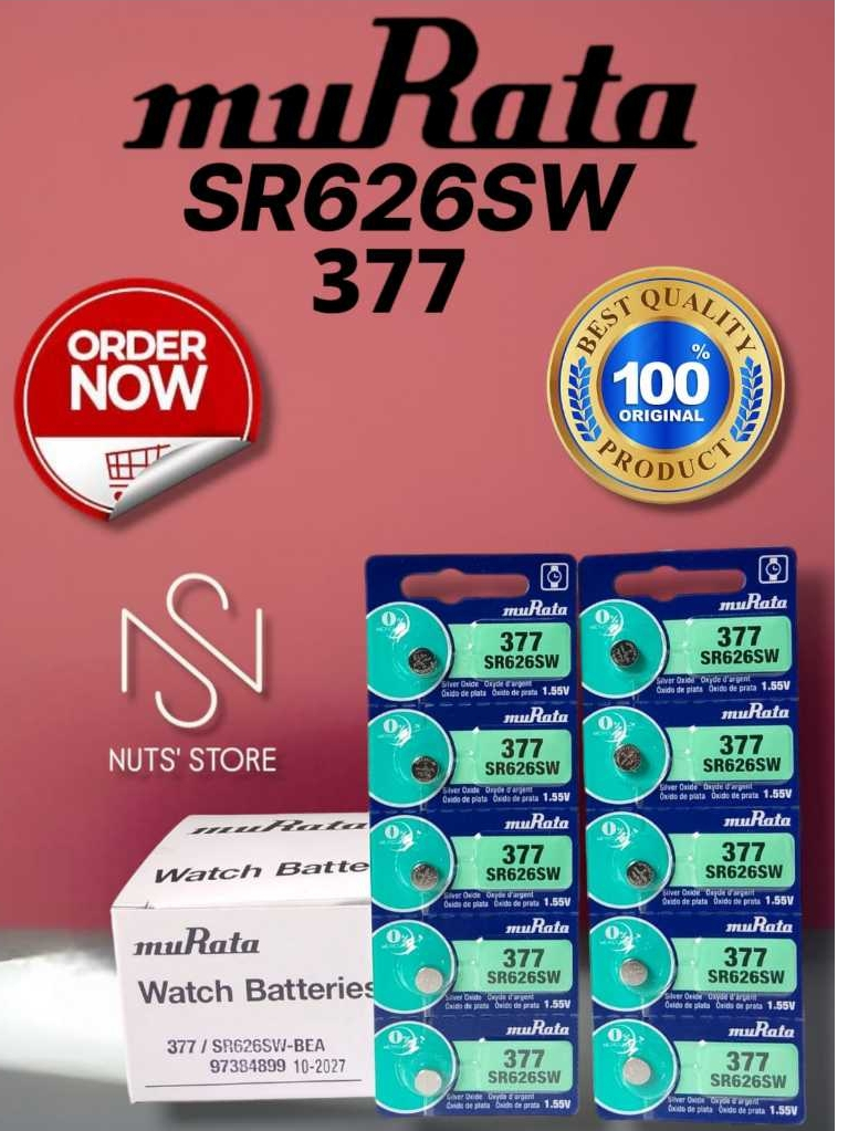 Jual Baterai SR626SW Murata Original SR 626 SW 377 Silver Oxide Battery ...