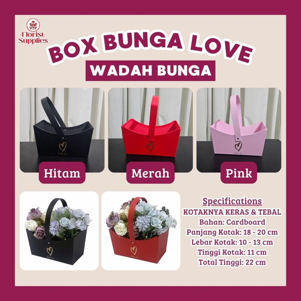 Jual Flower Box Bunga Love Kotak Buket Bunga Gift Box Flower Bouquet Kotak Bunga Tenteng Flower ...
