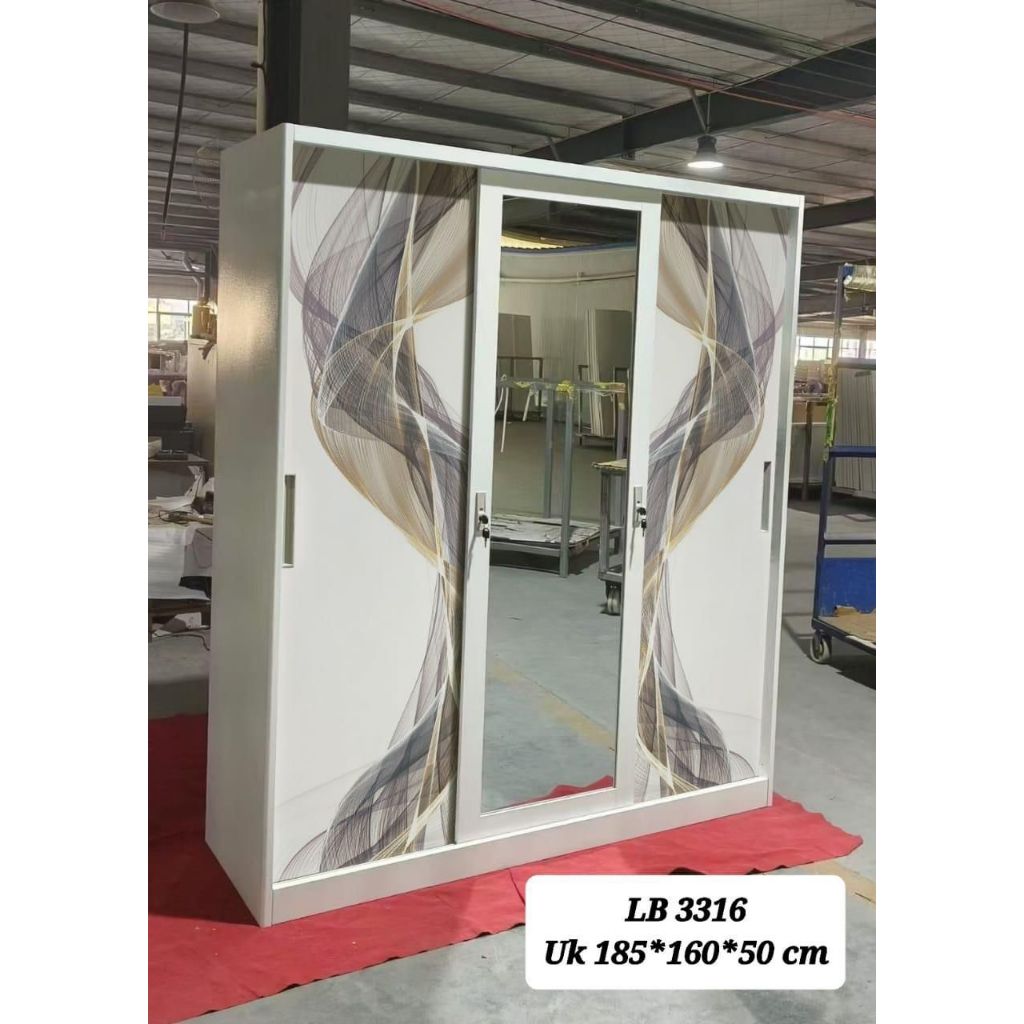 Jual Lemari Baju Besi Sliding LB-3315 - Lemari Baju 3 Pintu - Lemari Baju Besi - Lemari sliding ...