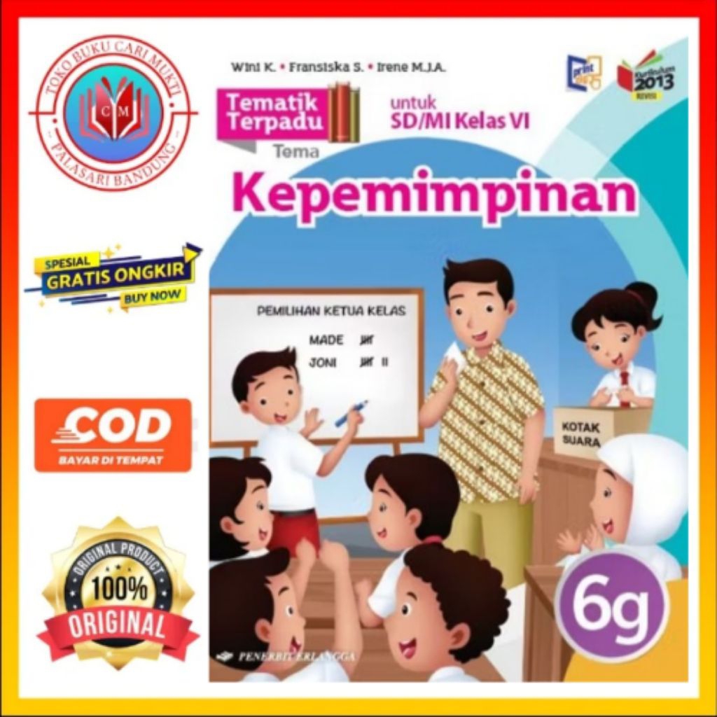 Jual BUKU TEMATIK TERPADU UNTUK SD/MI KELAS 6 JILID 6G KURIKULUM 2013 REVISI BEKAS ORIGINAL ...
