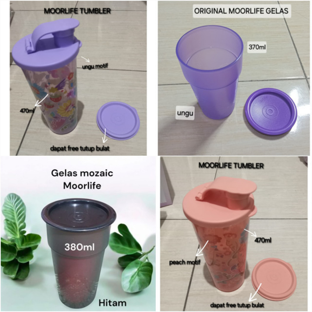 Jual ORIGINAL MOORLIFE BOTOL TUMBLER 470ML/GELAS TUTUP 380ML 1PC ...