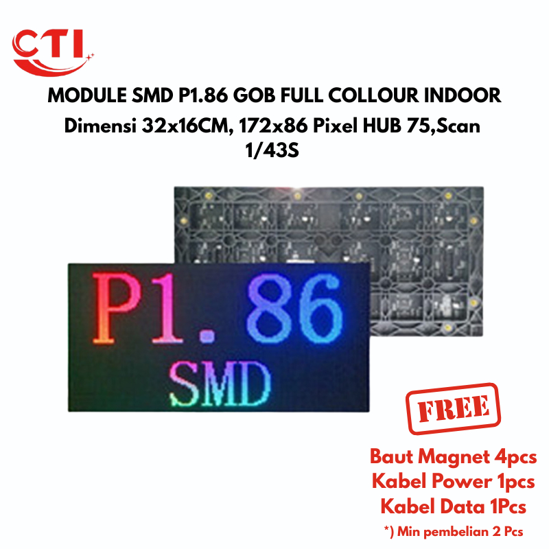 Jual LED Screen Panel/Module P1.86 Led Videotron Running text SMD RGB ...
