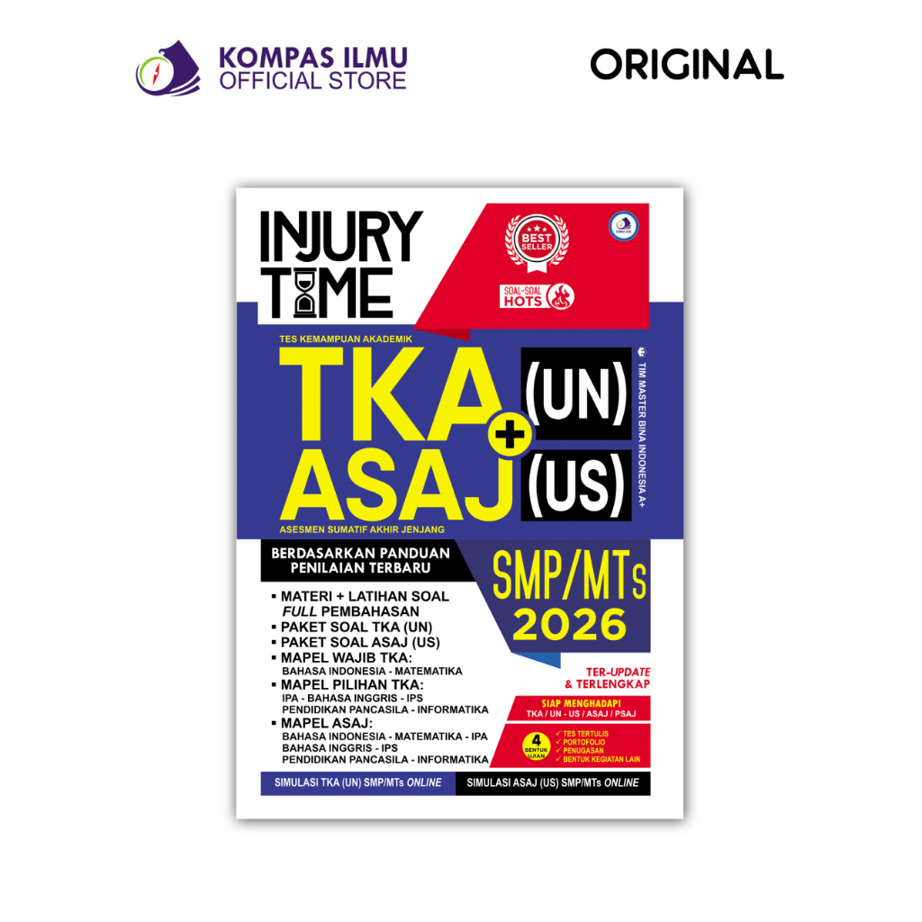Jual Buku Ujian Sekolah SMP 2026 - Injury Time TKA (UN) + ASAJ (US) SMP ...