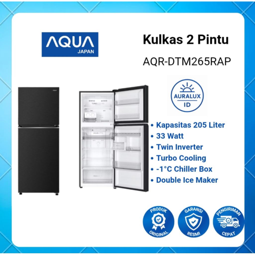 Jual AQUA Inverter Kulkas 2 Pintu (AQR-DTM265RAP) 205 Liter | Kulkas ...