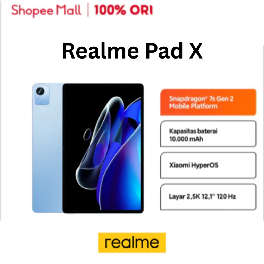 Jual realme Pad X (8+256GB / 12+512GB) | Snapdragon 6nm 5G Processor (27.81cm/10.95") WUXGA ...