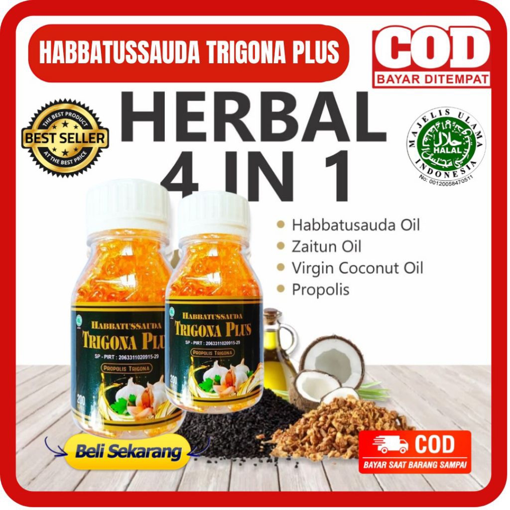 Jual HABBATUSSAUDA TRIGONA PLUS ISI 200 KAPSUL - HABBASYI TRIGONA PLUS ...