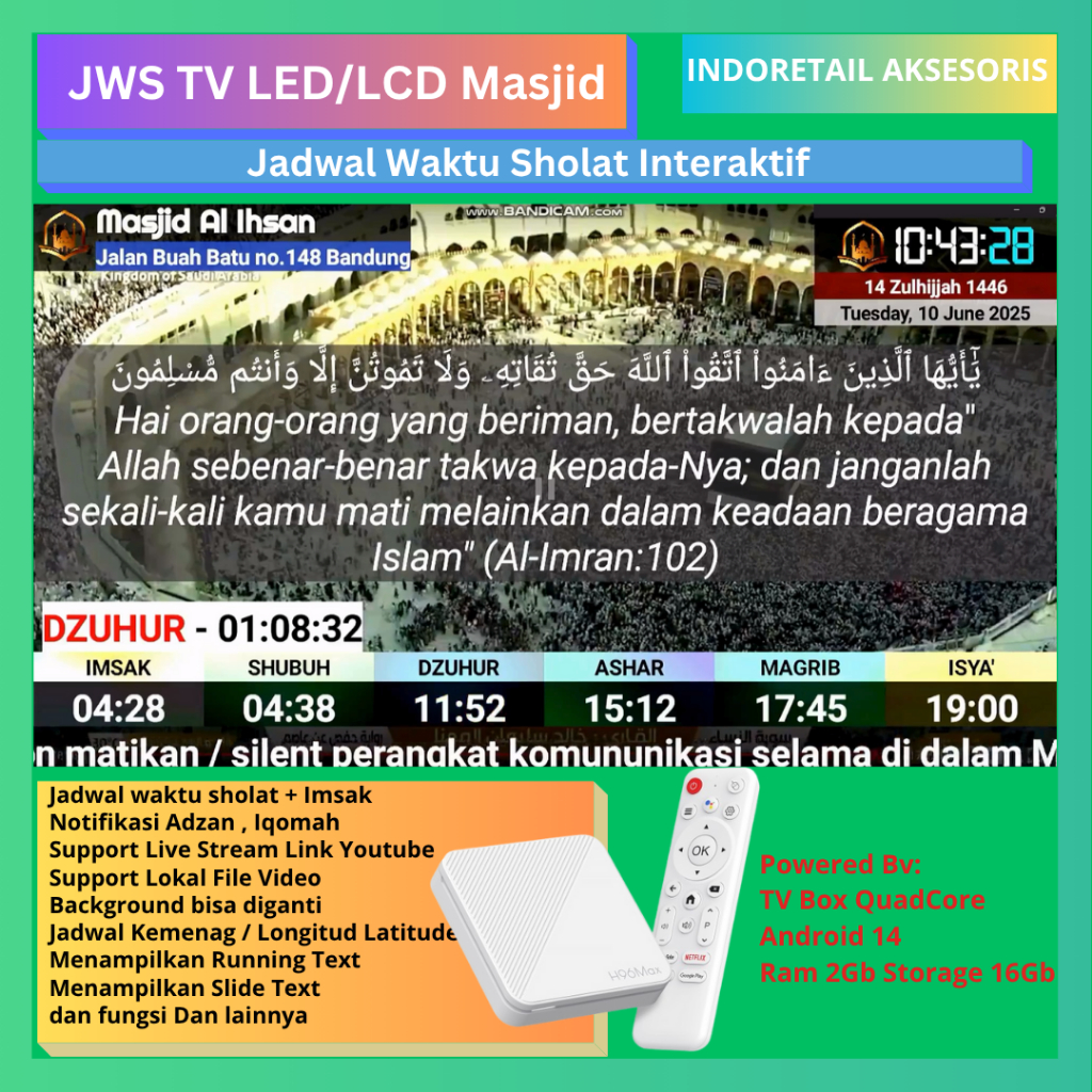 Jual Jam Digital Masjid LED LCD JWS Jadwal Waktu Sholat Notifikasi ...