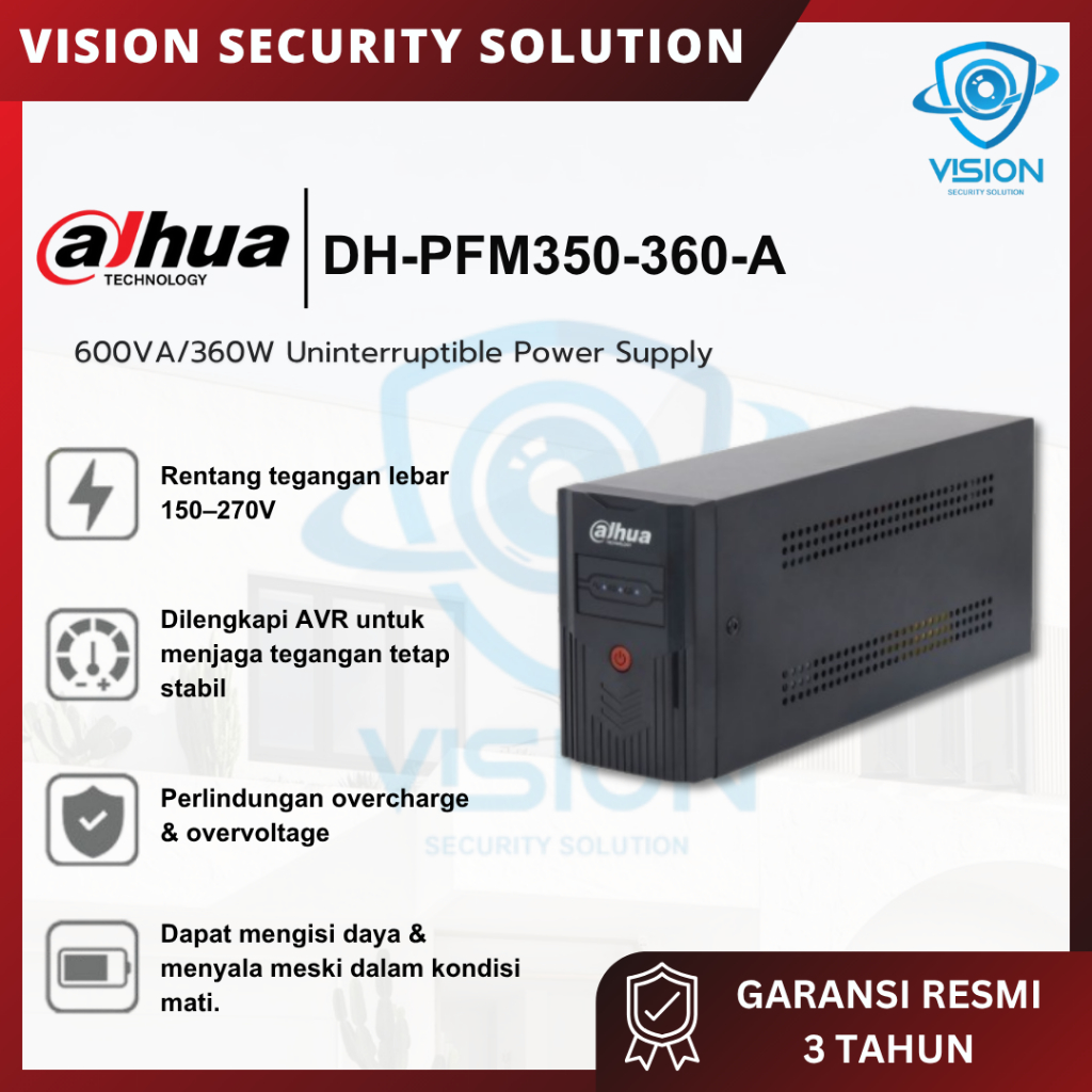 Jual Dahua DH-PFM350-360-A Ups Cctv 600VA/360W Line‑Interactive Uninterruptible Power Supply ...