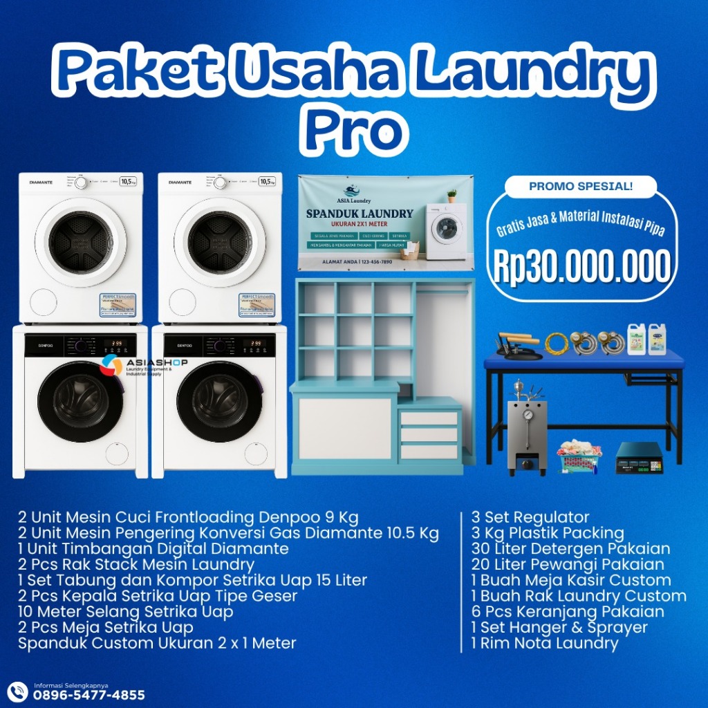 Jual Paket Laundry Profesional – Mesin Cuci - Setrika Uap - Chemical ...