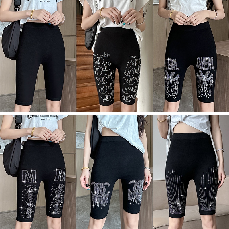 Jual Legging Wanita variasi berlian Highwaist Selutut /Pendek Olahraga Nyaman Tebal Premium ...