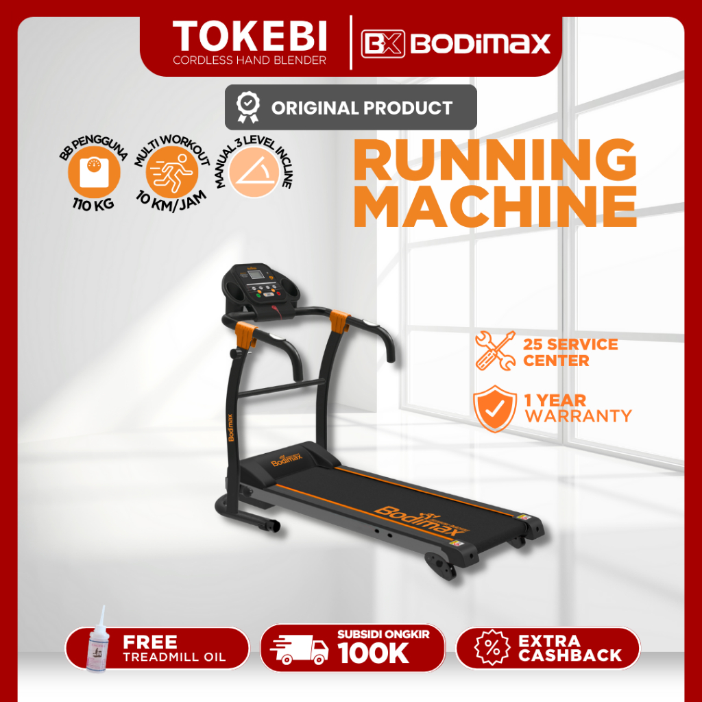 Jual Bodimax New Running Machine Black/ Treadmill / Alat Olahraga ...