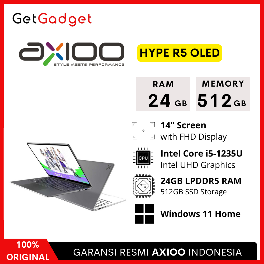 Jual Axioo Hype R5 OLED RAM 24GB 512GB Notebook Intel Windows 11 New ...