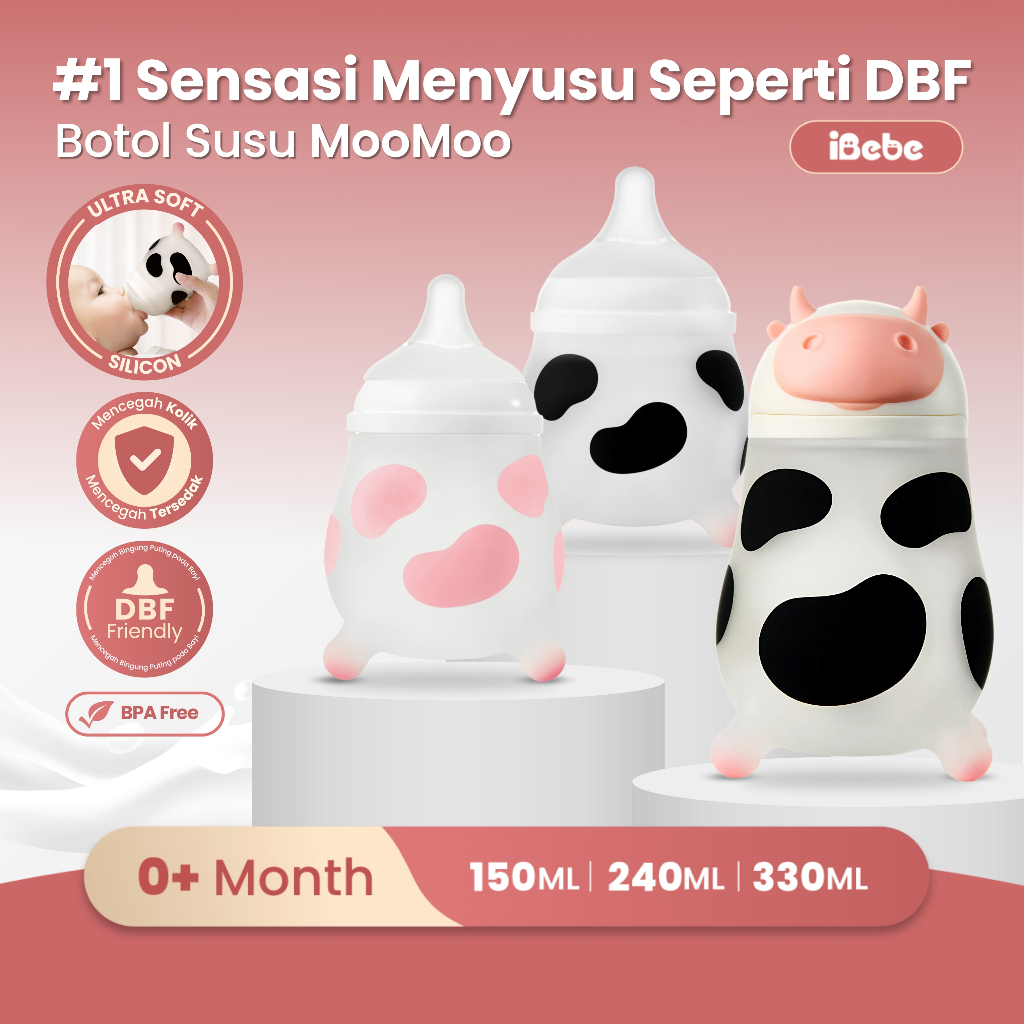 Jual {superset cocok utk NB} ibebe New born botol susu bayi silicon motif sapi PD mummy lembut ...