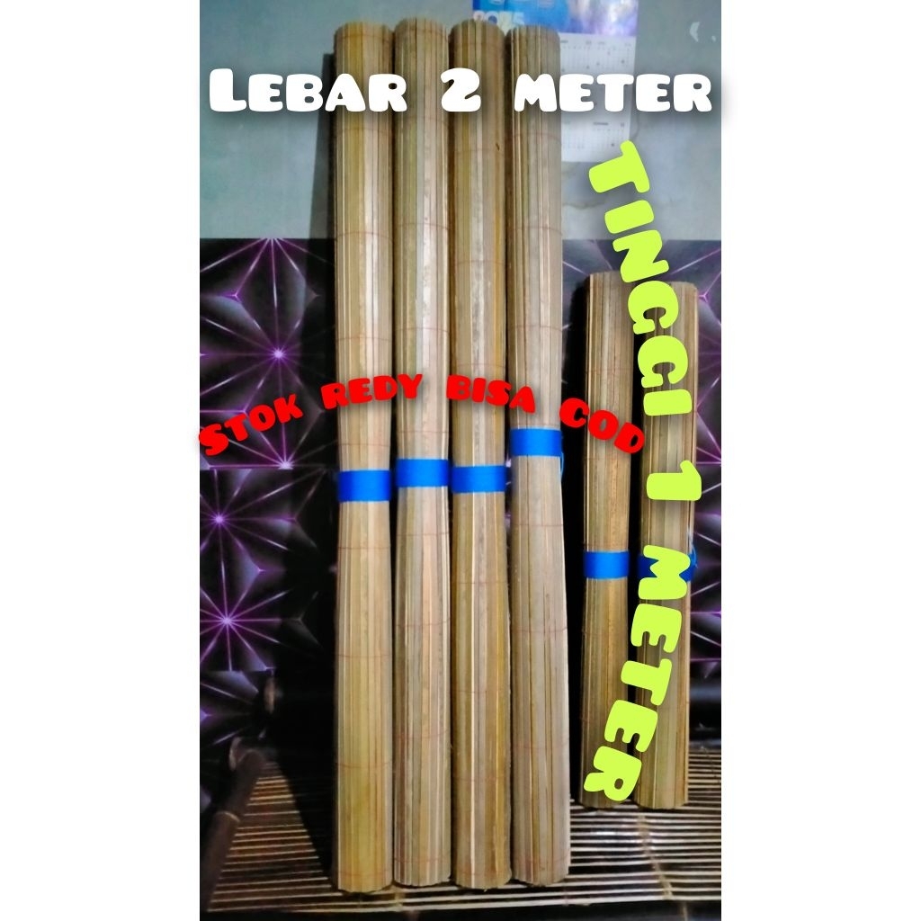 Jual kerey tirai bambu sawit 2m x 1m +rol tali gulung | Shopee Indonesia