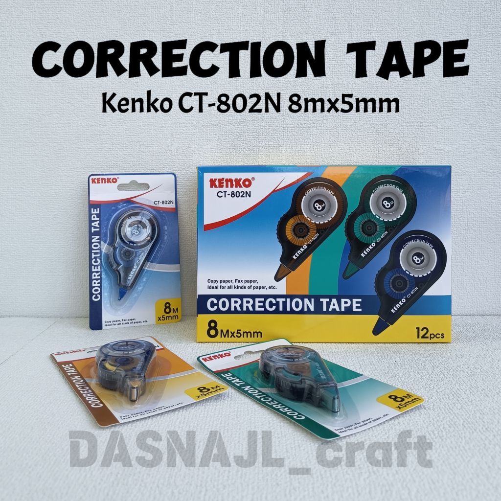 Jual ( 1 pack / 12 pcs ) Correction Tape Kenko CT-802N 8mx5mm Tipe-X ...