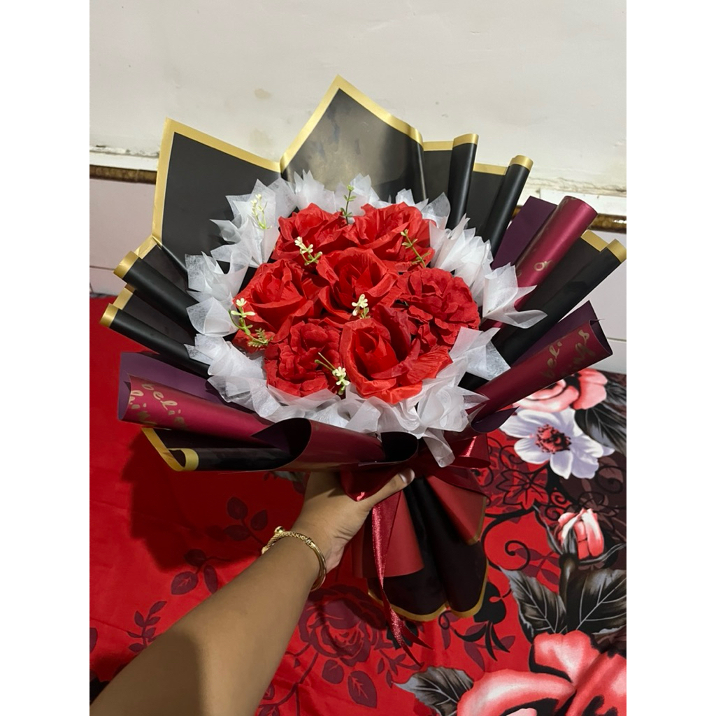 Jual Buket Bunga 7 Mawar| Buket Wisuda| Buket lamaran| [free kardus ...