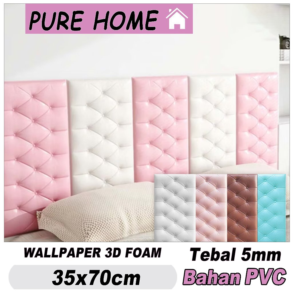 Jual Pure Home -Wallpaper Foam 3D/ Stiker Dinding (35x70cm) Headboard ...