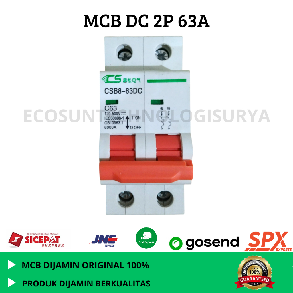 Jual MCB DC 2P 63A | Mini Circuit Breaker 2P 63A | UNTUK SOLAR PANEL ...