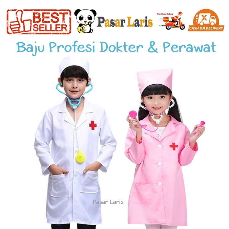 Jual Baju Jas Dokter Set Topi PREMIUM Anak Baju Profesi Anak Dewasa ...