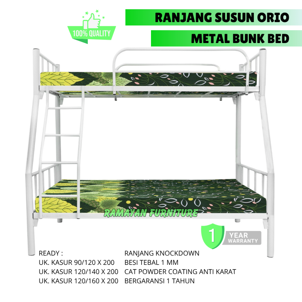 Jual Ranjang Tingkat Susun Serong Kasur 90/120 Bunk Bed Besi Minimalis ...