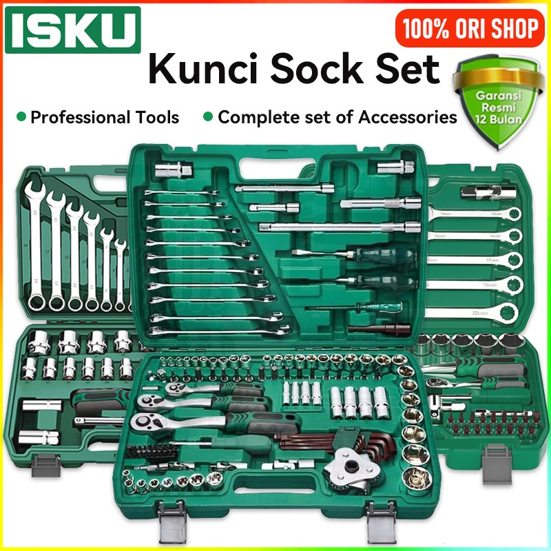 Jual ISKU Tool Kit Set 121Pcs Kunci Sok set 37pcs Kunci Shock Set ...