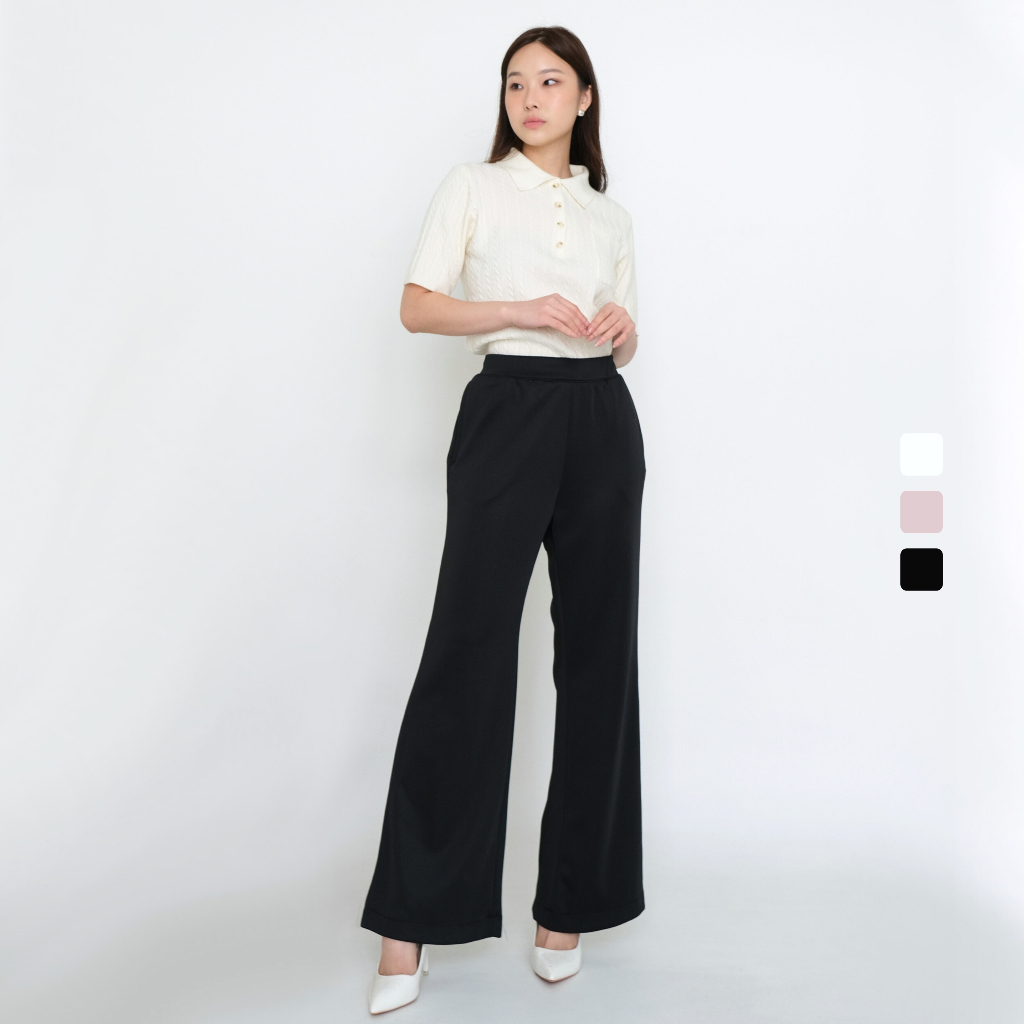 Jual SAGI - Rae Wide Leg Pants | Celana Formal Kantor Cutbray Wanita ...
