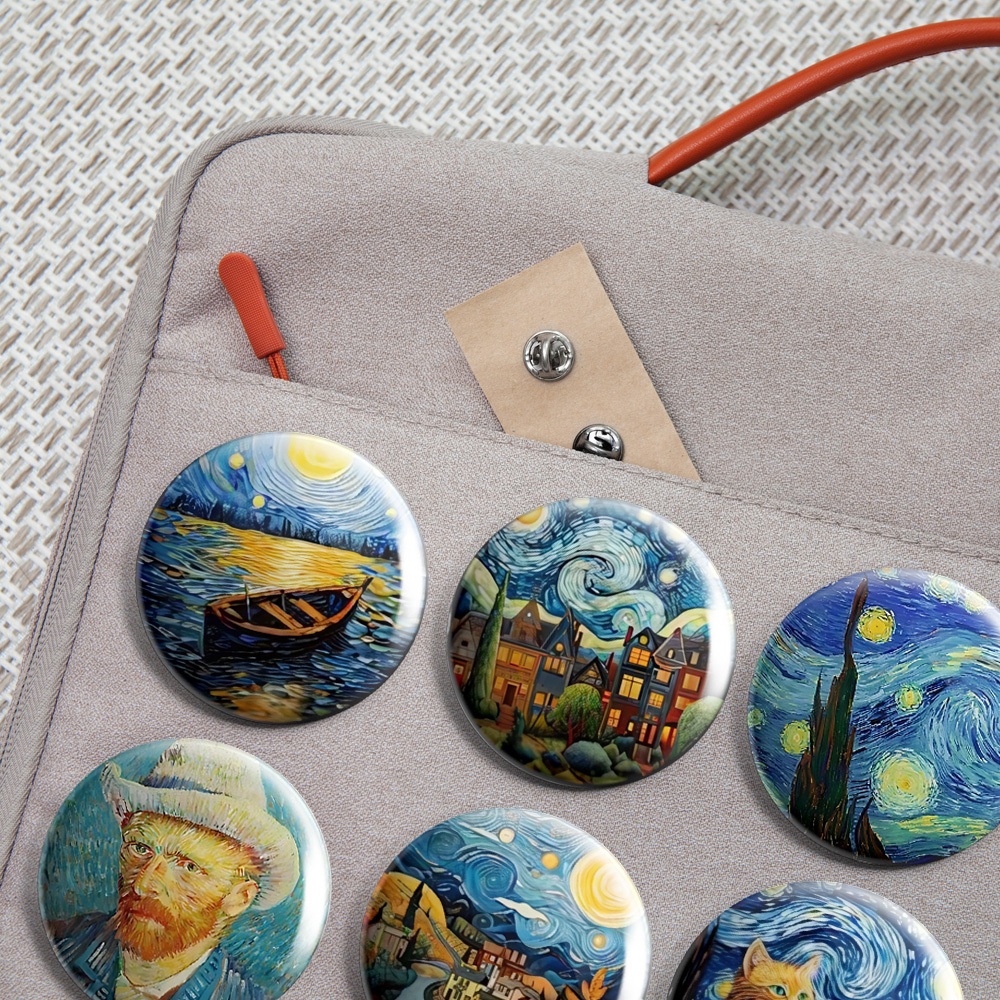 Jual Pin/Bross Aesthetic VAN GOGH INSPIRED Ukuran 44mm /Bros Peniti ...