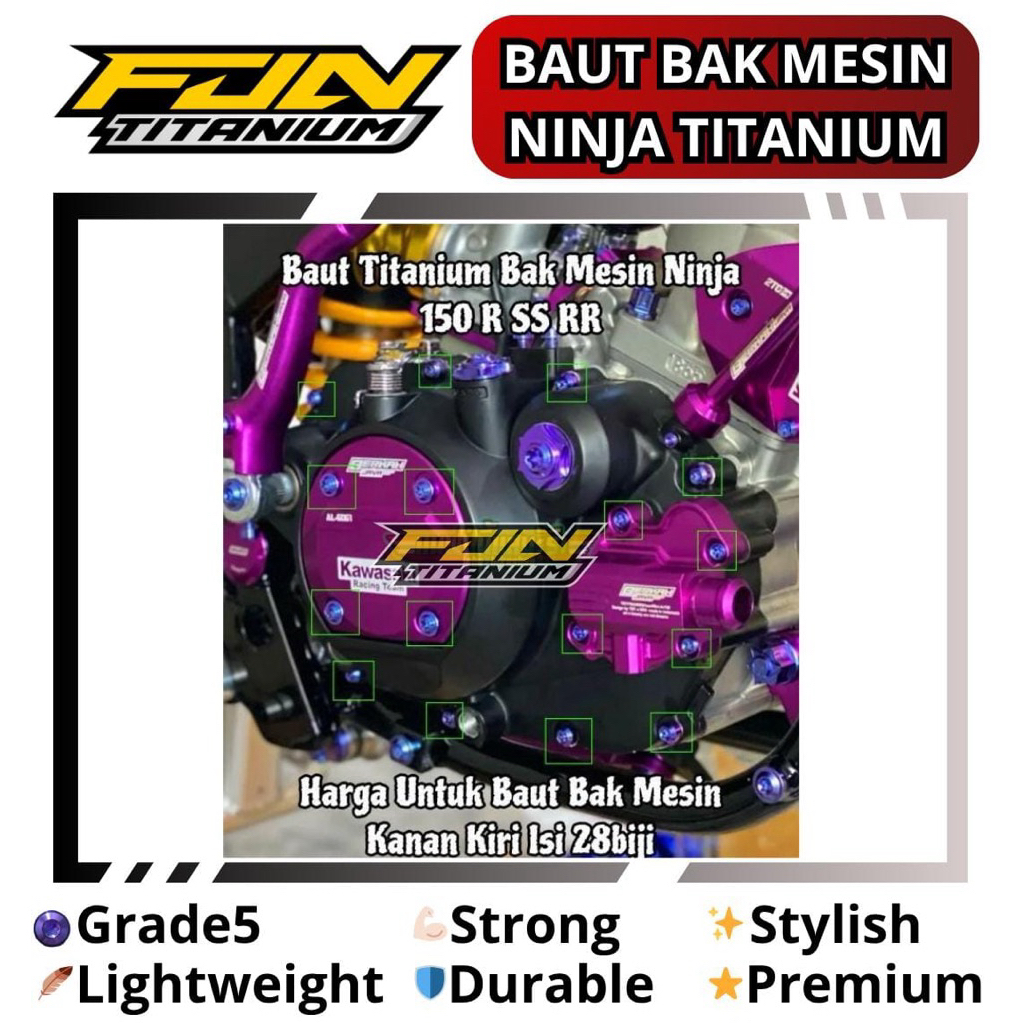 Jual BAUT TITANIUM BLOK MESIN NINJA R RR SS BAUT TITANIUM FULL SET BLOK MESIN NINJA R RR SS 28 ...
