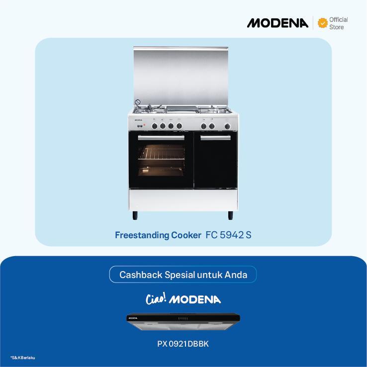 Jual MODENA FC 5942 S kompor freestanding cooker stainless steel 90 cm ...