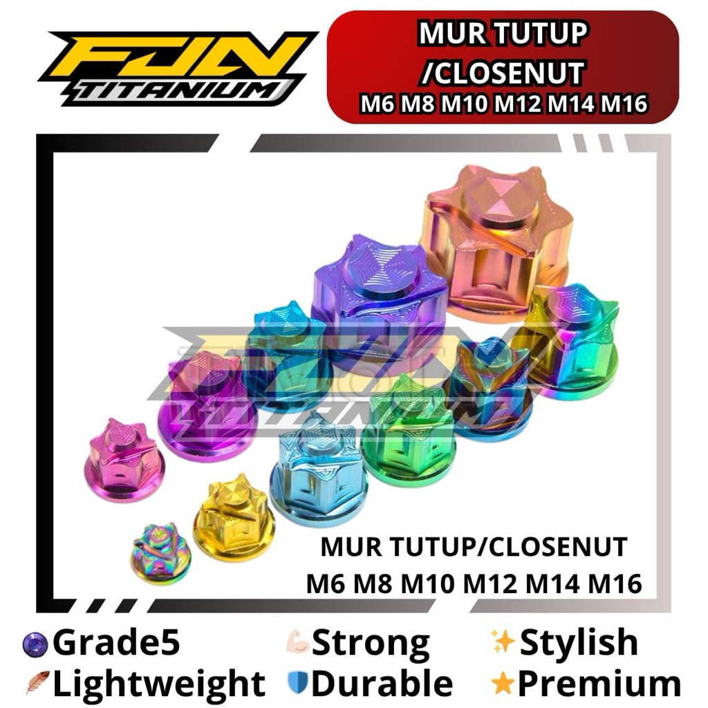 Jual [GRADE 5]MUR TITANIUM MUR TUTUP CLOSE NUT TITANIUM M6 M8 M10 M12 ...