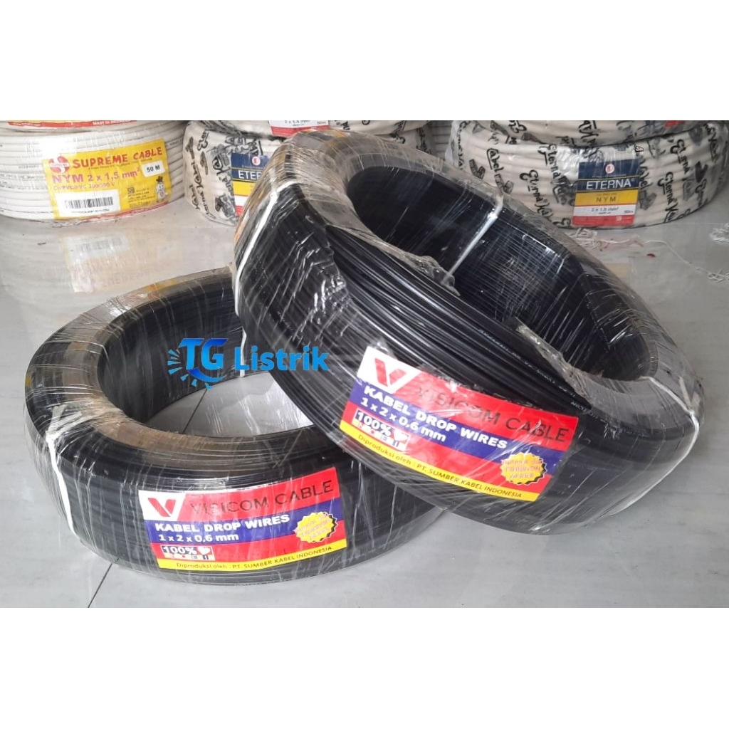 Jual VISICOM Drop Wires Kabel Telfon 1×2×0,6mm Kabel Telepon Telefon ...