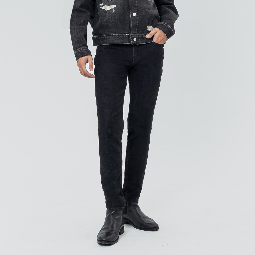 Jual EDWIN JEANS - 812 Slim Taper Slub Stretch Jeans BLACK Celana Denim ...