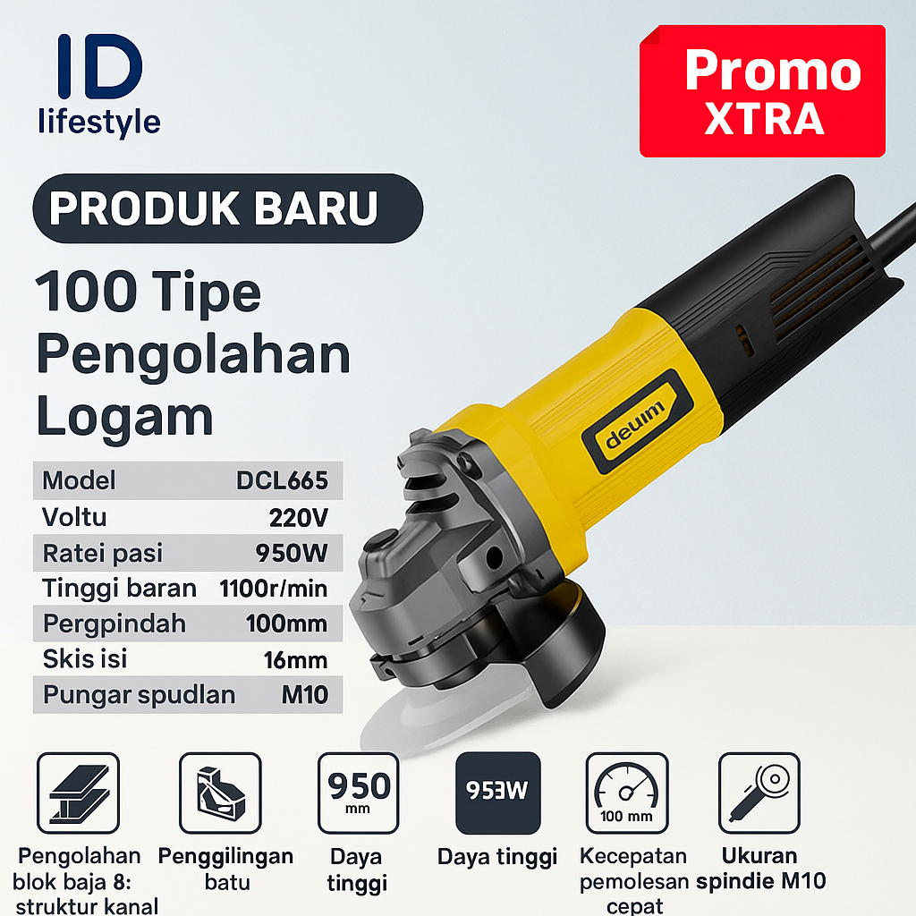 Jual Mesin Gerinda Tangan Deli DL681002 850W 100mm - Alat Potong ...