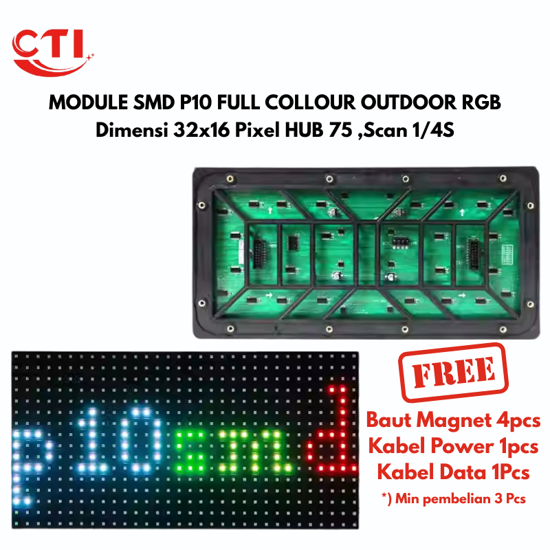 Jual Panel Module P10 Led Videotron Running text Full Outdoor SMD RGB ...