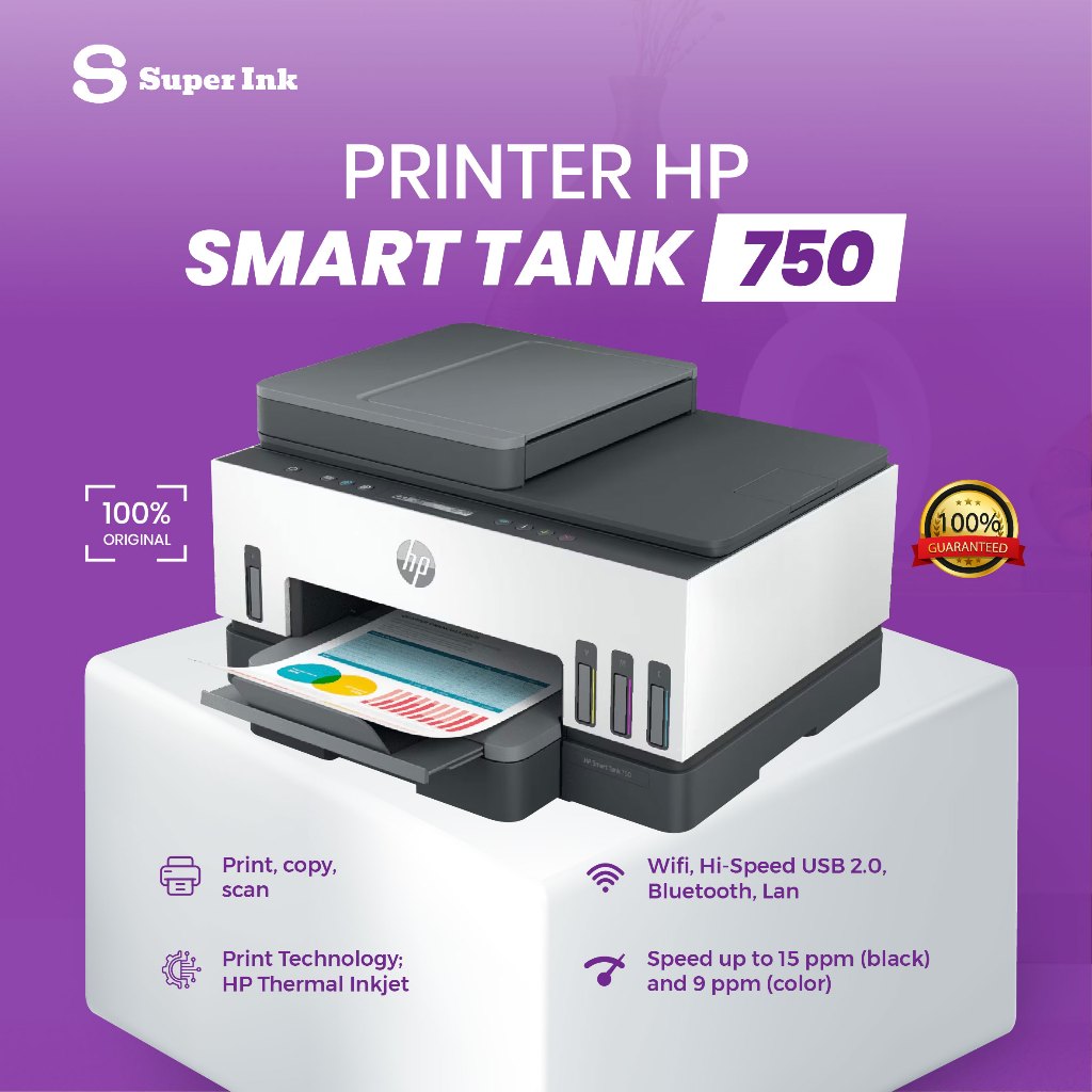Jual PRINTER HP SMART TANK 750 PRINT,SCAN,COPY,WIRELESS,DUPLEX,ADF,250 ...