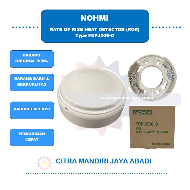 Jual Rate of Rise Heat Detector FDPJ206-D Nohmi with Base FDPJ206D-N ...