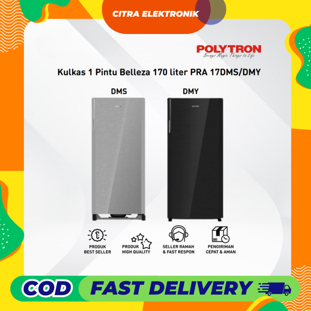Jual POLYTRON KULKAS 1 PINTU TEMPERED GLASS PRA 15DM/ PRA 17 DM/ PRA 18 ...
