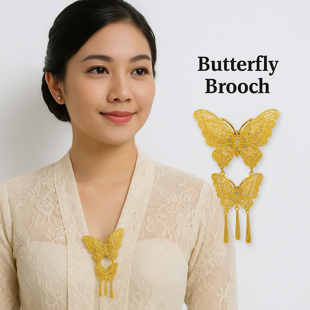 Jual Bros Kebaya Elegan Motif Kupu-Kupu Tradisional aksesoris Bros Baju ...