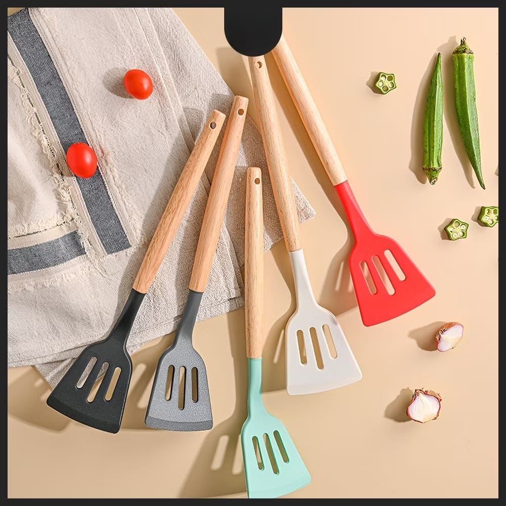 Jual Alat Masak SPATULA Silicone dengan Gagang Kayu yang Nyaman dan ...