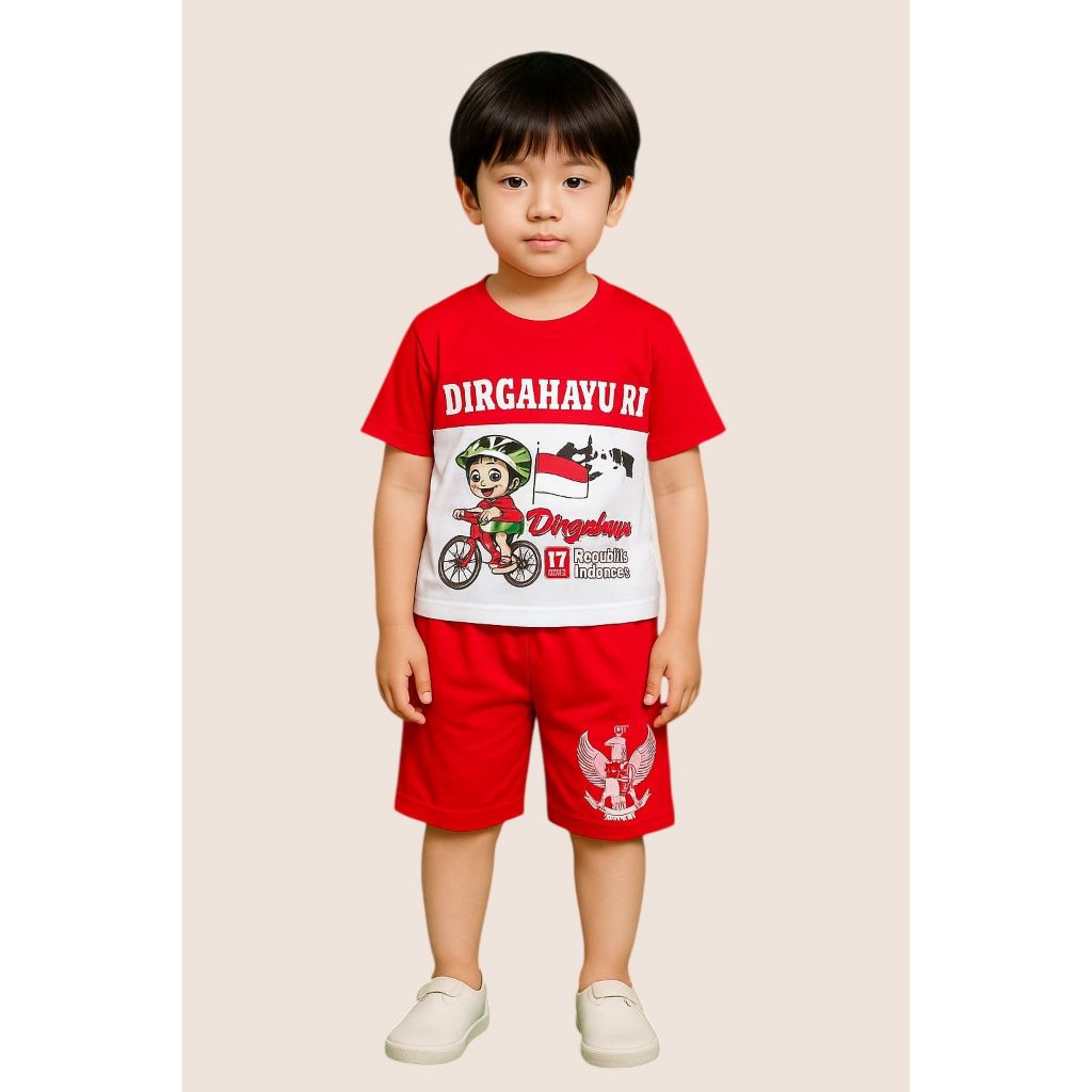 Jual setelan anak bahan jersey merah putih 17 agustus usia 6 bulan sampai 6 tahun ada banyak ...