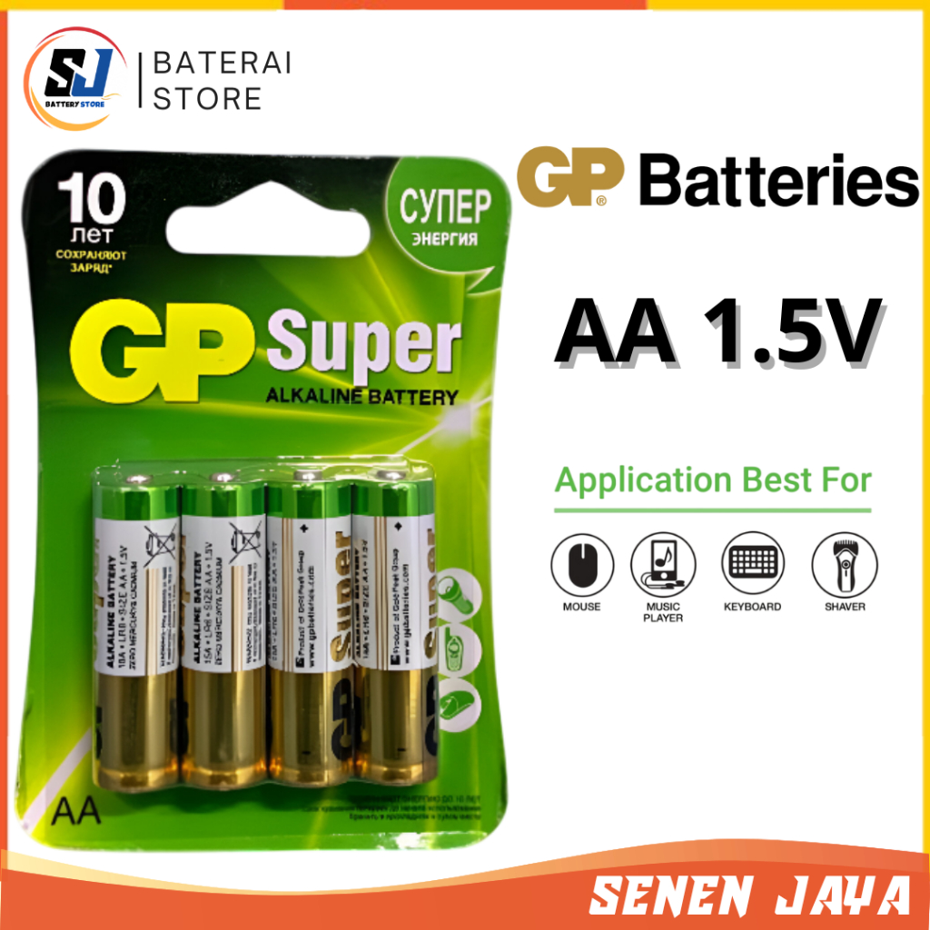 Jual Baterai GP AA Isi 4 Jam Dinding Alkaline AA Mic Wireless Senter 1 ...